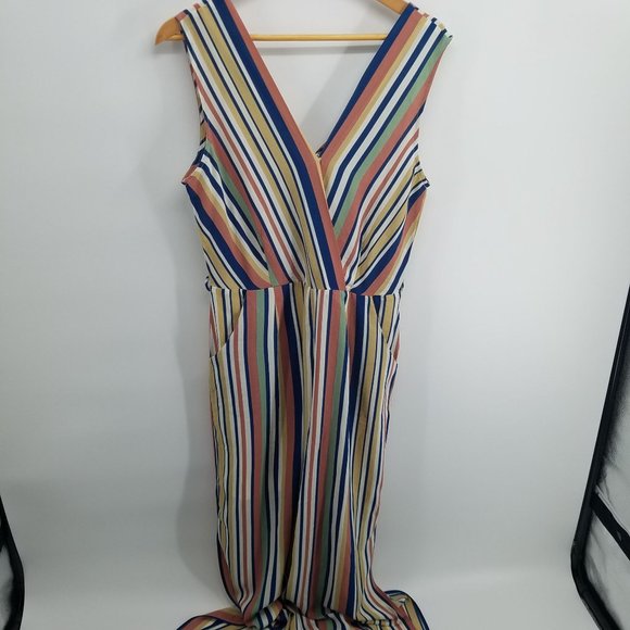 Monteau | Pants & Jumpsuits | Monteau Multi Colored Strip Jumpsuit Wide ...